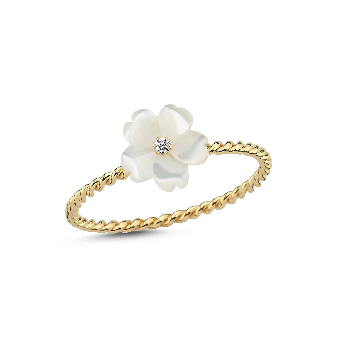 14 Ayar Altın Jasmine Beyaz Sedef Yüzük – Hems Jewellery